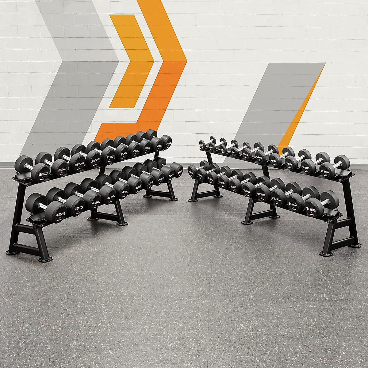 METIS Pro Urethane Dumbbell Rack Sets - 2 Tier Weight Stand for Dumbbells | Commercial Dumbbell Set & Racks | Individual Dumbbell Stand or Stand with Weight Set (Rack Only)