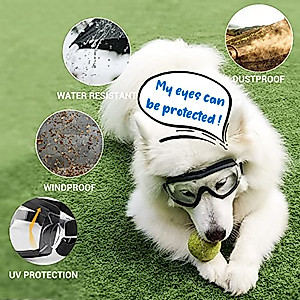 NAMSAN Dog Sunglasses Medium to Large Dog UV Transparent Goggles Windproof Anti-Dust Snowproof Pet Glasses with Elastic Straps, Clear