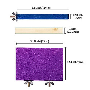 NEWCOMDIGI Colorful Bird Perch Stand, Birdcage Toys, Natural Wood Platform and Paw Grinding Sticks for Parrot, Budgies, Parakeet, Cockatiels, Hamster, Conure, Lovebirds, Gerbil, Rat, Mouse(4 PCS Set)