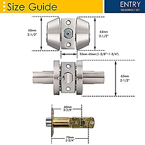 Front Door Entry Lever with Double Cylinder Deadbolts Combination Set, Satin Nickel Finish, Keyed Alike Exterior Entrance Lever Door Handle Set for Front/Back Gate Door, Pack of 2