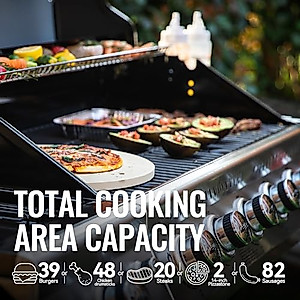 Royal Gourmet GA6402H 6-Burner Propane Gas Grill with Sear Burner and Side Burner, 74,000 BTU, Cabinet Style Outdoor BBQ Grill for Barbecue Grilling and Backyard Cooking, Black