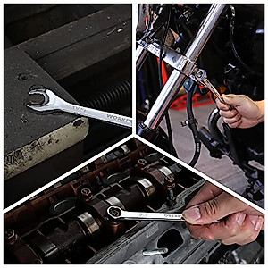 WORKPRO 12-Piece Combination Wrench Set, SAE 1/4"-7/8", Premium Cr-V Wrench Sets, 12PT, Mirror Polish Chrome Plating with Rolling Pouch