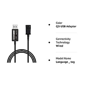 Call Center Office Headset Quick Disconnect QD Cable to USB Plug Adapter for Plantronics Headset QD Connector Plug to Any Computer Laptop VOIP Softphone
