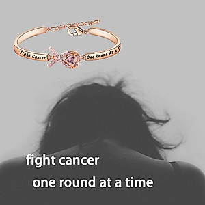 MAOFAED Cancer Fighter Gift Cancer Survivor Gift Fight Cancer One Round At A Time Cancer Awareness Jewelry Cancer Patients Jewelry Gift For Her (fight cancer one round RG)