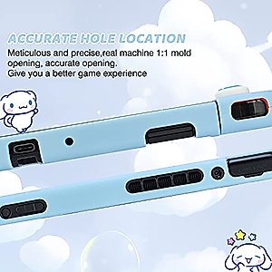 DLseego Dockable Protective Case for Switch, Newest Pattern Cover with Anti-Scratch and Shock-Absorption Design Hard Cover with 2 pcs Thumb Grips –Blue Rabbit