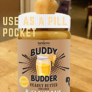 Bow-Wow Blueberry (probiotic + prebiotic) + Cranberry Canine (hip + joint) BUDDY BUDDER, 100% Natural Dog Peanut Butter, Healthy Peanut Butter Supplements, Made in USA (17oz jars)