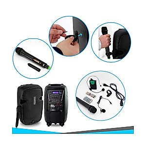 Pyle Wireless Portable PA Speaker System - 1000W Rechargeable Battery Powered Bluetooth Compatible Active Outdoor Speaker - USB SD MP3 AUX RCA FM Radio - 35mm Mount Microphone Transmitter PPHP109WMU