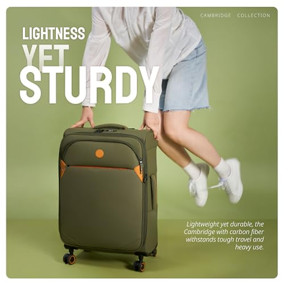 Verage Cambridge Lightweight Carry On Luggage,Softside Expandable Suitcase with Spinner Wheel (20-Inch, Green)