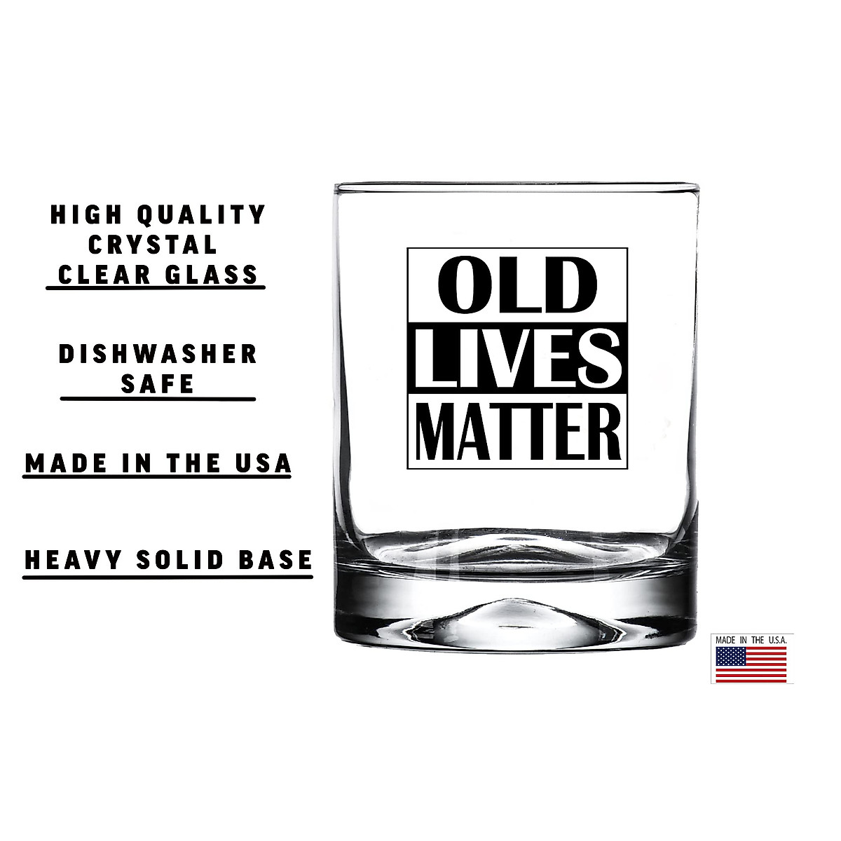 Rogue River Tactical Funny Old Lives Matter Joke Fashioned Whiskey And Shot Glass Bundle Drinking Cup Gag Gift Set For Him Her Men Dad Mom Grandpa Birthday or Retirement Combo Gift Set