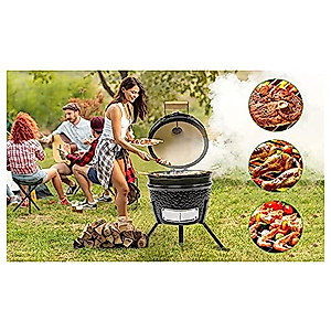 WHNB 13 Inch Ceramic Charcoal Grills Multifunctional Mini Garden Outdoor Grill Without Side Table for BBQ, Camping and Picnic