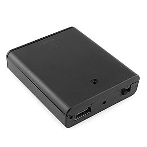 DGZZI 4xAA Battery Box 4 Slots AA Black Battery Storage Cases with Cover ON/Off Switch and USB Female Socket Battery Holder