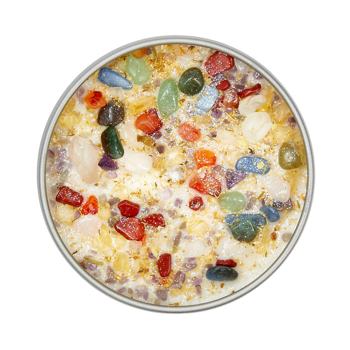 Happy Birthday Candle by New Moon Beginnings - Intention & Manifestation - Birthday Wish Candle - Crystal & Herb Candles - Aromatherapy Candles - Soy Candle, 8 Ounce Round Tin