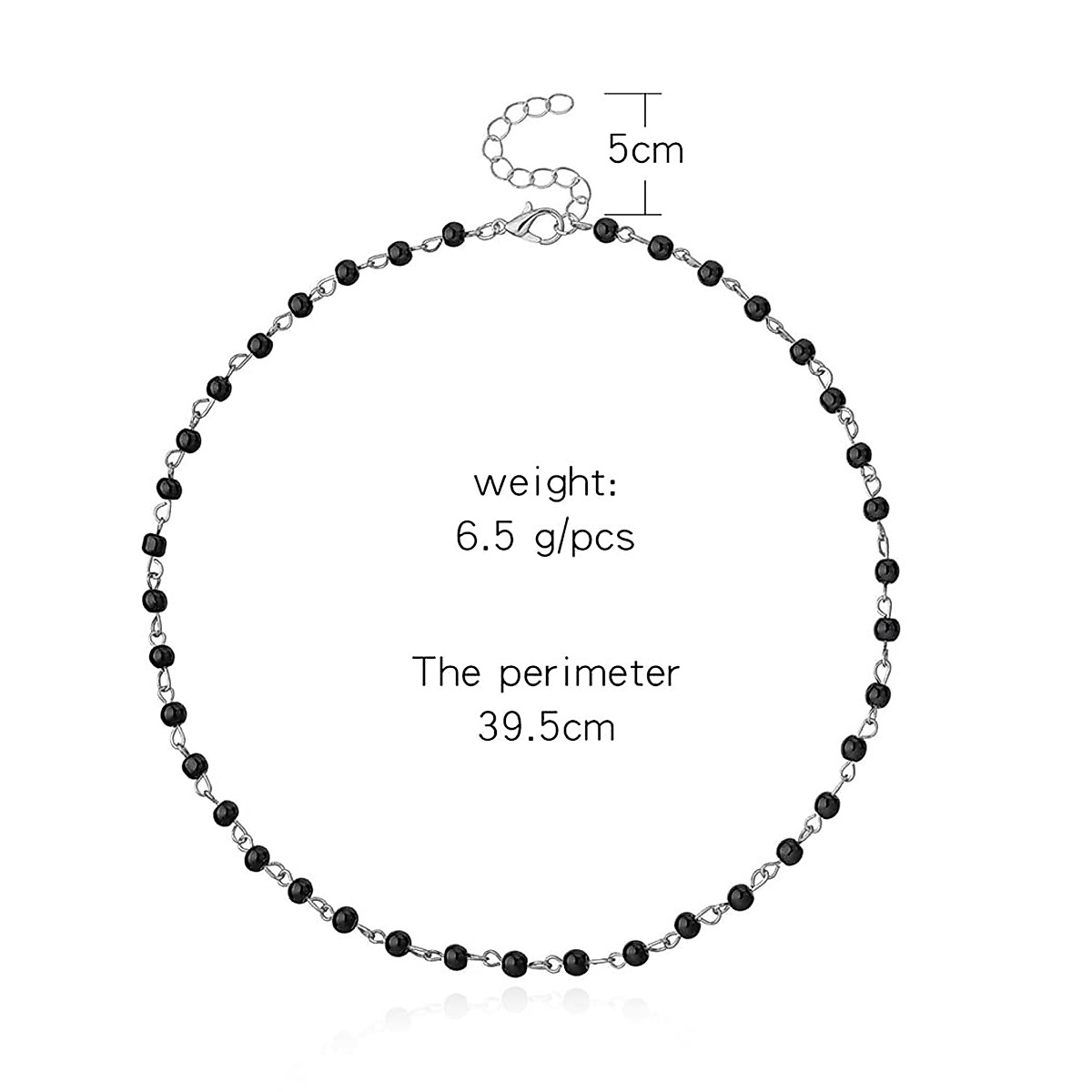 Yalice Beaded Choker Necklace Dainty Opal Birthstone Chokers Necklaces Jewelry for Women (Silver-Black-1)