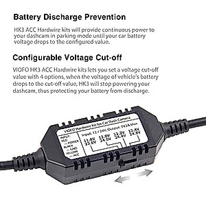 VIOFO HK3 ACC Hardwire Kit for A129, A129 Plus, A129 PRO, A129 IR, A119V3, Enables Parking Mode, Low Voltage Protection