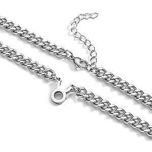 GLITTO Taurus Zodiac Sign Necklace for Men Boys Stainless Steel Taurus Pendant Cuban Link Chain, Constellation Horoscope Astrology Jewelry Birthday Male Teenage Gifts (Silver)