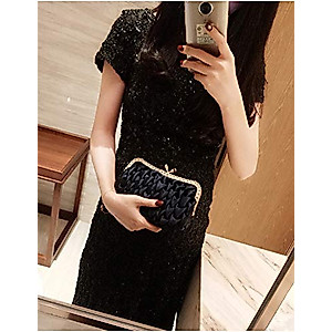 Debutante Evening Bag Black Women Clutch Bag With Chain Shoulder Strap Shoulder Bag
