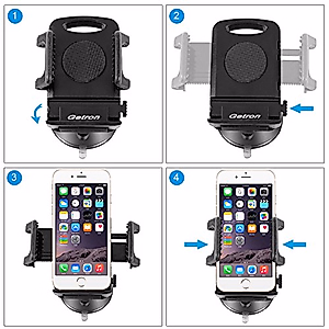 Getron Car Mount Holder, Windshield Dashboard Universal Car Cell Phone Cradle for iPhone Xs MAX XR X 8 Plus 7 Plus 6S SE Samsung Galaxy S9 S8 Edge S7 S6 Note 9 Google Pixel LG and All Smartphones