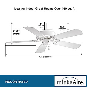 Minka-Aire F572-WH Sundance 42 Inch Outdoor Pull Chain Ceiling Fan in White Finish
