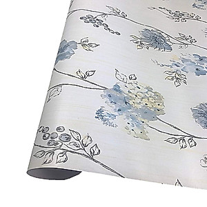 Taamall Simplemuji Ink Blue Flower Self Adhesive Wallpaper Drawer and Shelf Liner for Kitchen Cabinets Cover Furniture Door Decorative Stickers 17.7 Inch by 100 Inch