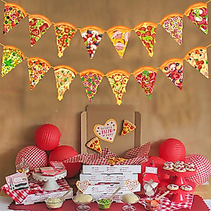 Pizza Party Banners Pizza Birthday Party Decorations 2Pcs Pizza Garland Cutout Banners for Pizza Time Theme Baby Shower Supplies