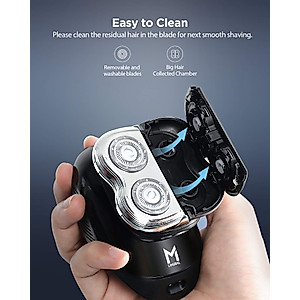 Limural Head Shavers for Bald Men, Electric Rotary Shaver Razor with Extra 2 Blade Sets Wet&Dry, 4-in-1 Small LED Mens Grooming Kit Cordless Rechargeable with Nose Trimmer, Hair Clipper