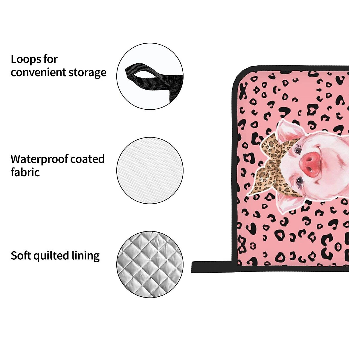 Pig Oven Mitts and Pot Holders Set of 4 Washable Heat Resistant Kitchen Gloves Waterproof Oven Gloves and Hot Pads for Cooking Grilling BBQ Baking