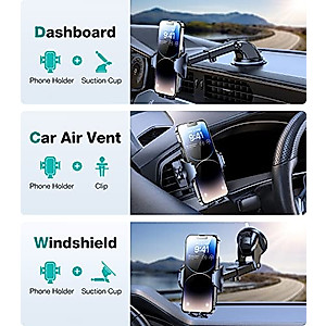 VICSEED Phone Mount for Car [66 LBS Powerful Suction][Thick Cases & Big Phones Friendly] Universal Car Phone Holder Mount Dashboard Windshield Air Vent Cell Phone Holder Car for iPhone 14/13/12