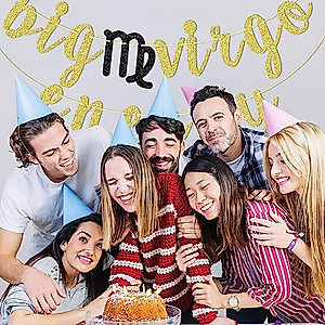 Big Virgo Energy Banner, Pre-strung Zodiac Birthday Banner, August Birthday Banner, September Birthday Banner, 18th 21st 25th 30th 40th Birthday Party Decorations, Gold Glitter