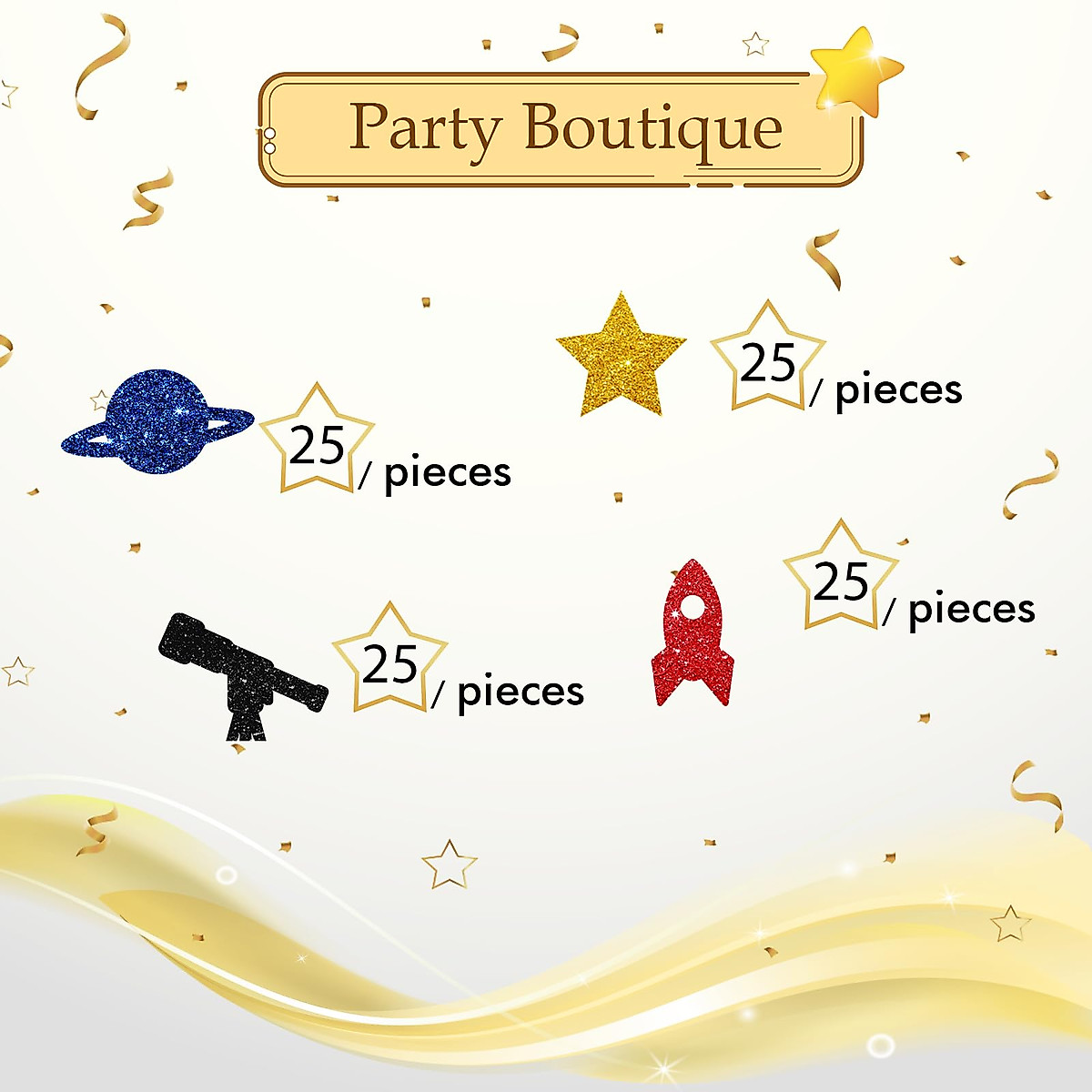 100pcs Outer Space Confetti, Rocket Star Table Confetti for Baby Shower, Sapce Birthday Paper Scatters, Outer Space Galaxy Theme 1st/2nd Birthday Party Table Decoration