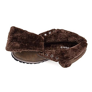 EYUSHIJIA Men's Hiking Boots Waterproof Outdoor Mid Ankle Lightweight Snow Shoes Trekking Trails(11, Brown-07-Fur Lining)