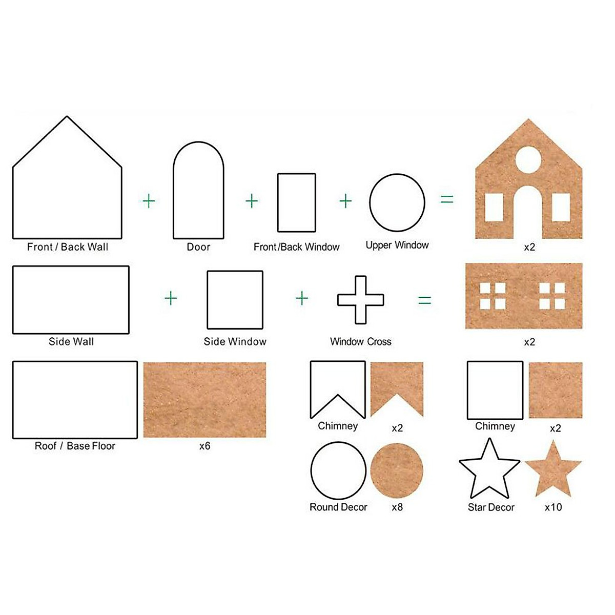 (Set of 10) 3D Cookie Cutter Set for Gingerbread Houses, Christmas Cookie Cutters for Kids, Gift Box Packaging
