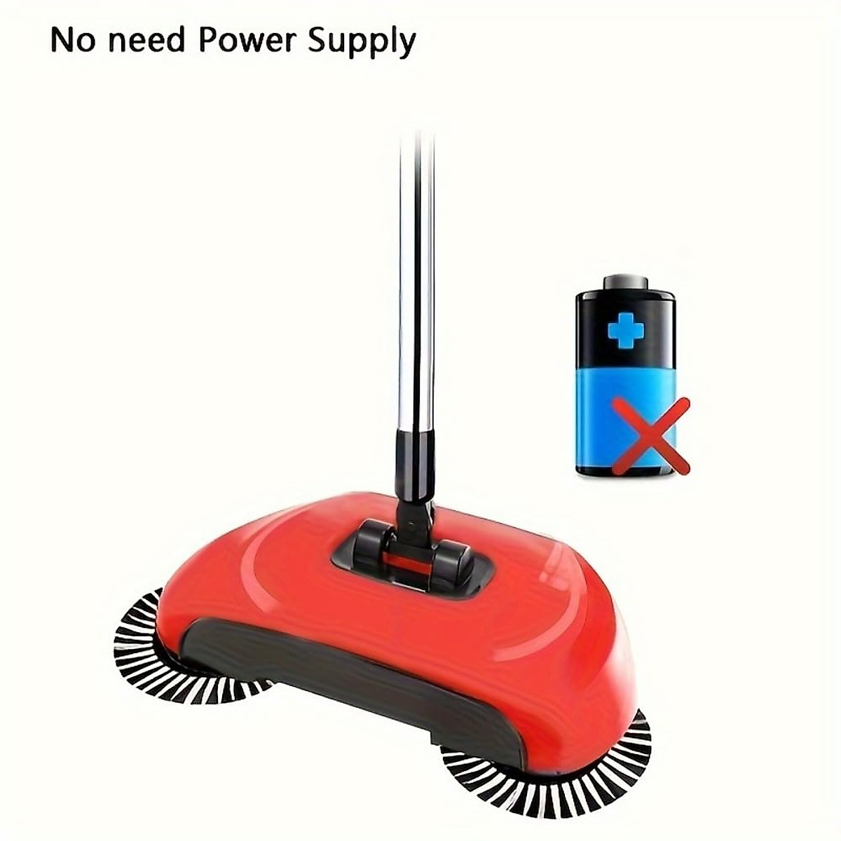 Generic 3-in-1 Easy Sweep: Hand Push Sweeper, Mop, Vacuum Combo for All Hard Floors - Effective on Pet Hair & Spills, Extra Cloths Included (Bright Red,Broom + 2 Original Cloths)
