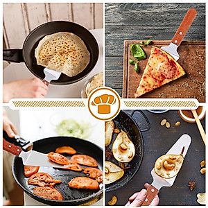 10 Pack Wooden Handle Pizza Pie Server Stainless Steel Pizza Spatula Non Slip Triangular Spade Spatula Pie Spatula for Cake, Dessert, Tart, Pie and Pizza