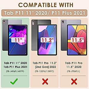 Smart Slim Case for Lenovo Tab P11 2020 (TB-J606F) & Tab P11 Plus 2021 (TB-J616F/J607F) ,【Auto Sleep/Wake】Ultra Thin Folio Leather Protective Book Cover Hard Back Shell+Tri-fold Magnetic Stand/Closure