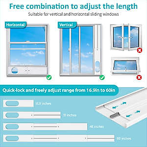 DMHAFFDS 5.1 Inches Upgraded Portable AC Window Kit, Air Conditioner Window Kit for Windows, Not for Doors, Seamless Adjustable Sliding AC Vent Kit for Ducting Exhaust Hose of 5.1 Inches Diameter
