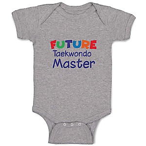 Cute Rascals Custom Boy & Girl Baby Bodysuit Future Taekwondo Master Sport Funny Cotton Baby Clothes Oxford Gray Design Only 12 Months
