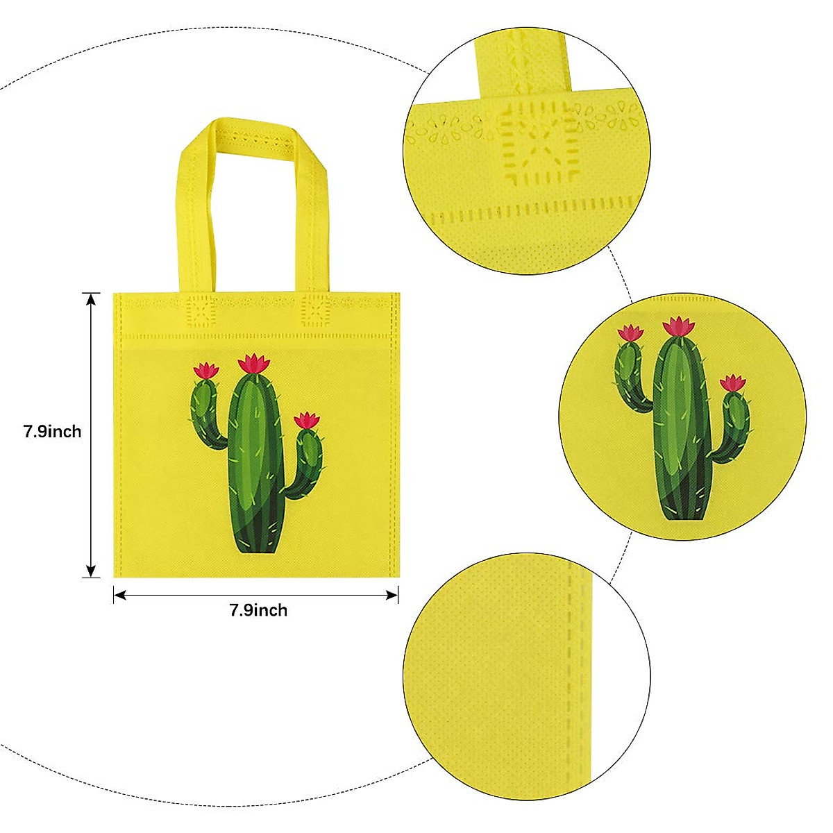 20 Pcs Fiesta Cinco de Mayo Goodie Treat Bags, Fiesta Treat Candy Goodie Gift Nonwoven Bags Reusable for Fiesta Themed Baby Shower Bachelorette Party Favor Mexican Theme Party Decorations, 8 by 8