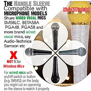 RhymKawa Crystal AB Mixing Colored Mic Handle Sleeve for Wired Microphone SM58LC, Beta 58at, Rhinestones Shining on Tours & TV Shows (Mic Not Included)