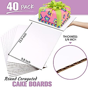 40 Pieces Rectangle Cake Board 1/4 Sheet Cake Cardboard Rectangular Greaseproof Disposable White Single Wall Corrugated Pad Base Desserts and Pastries Food Trays for Pizza,13.39 x 9.84 Inch