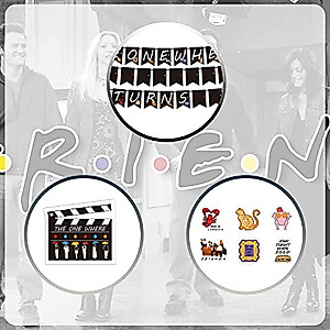 45Pcs Friends Themed Party Decorations Party Supplies Include Banners, Hanging Swirls, Whiteboard Pens, Cake Toppers, Birthday Party Decorations for Friends Fans