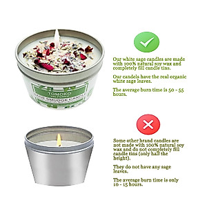 TOMOKO White Sage Candle, Sage Leaf, Rose, Lavender, Himalayan Salt & Essential Oil