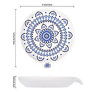 Eggsnow Blue Spoon Rest, Ceramic Spoon Holder for Stove Top, Kitchen, Countertop【SET OF TWO】