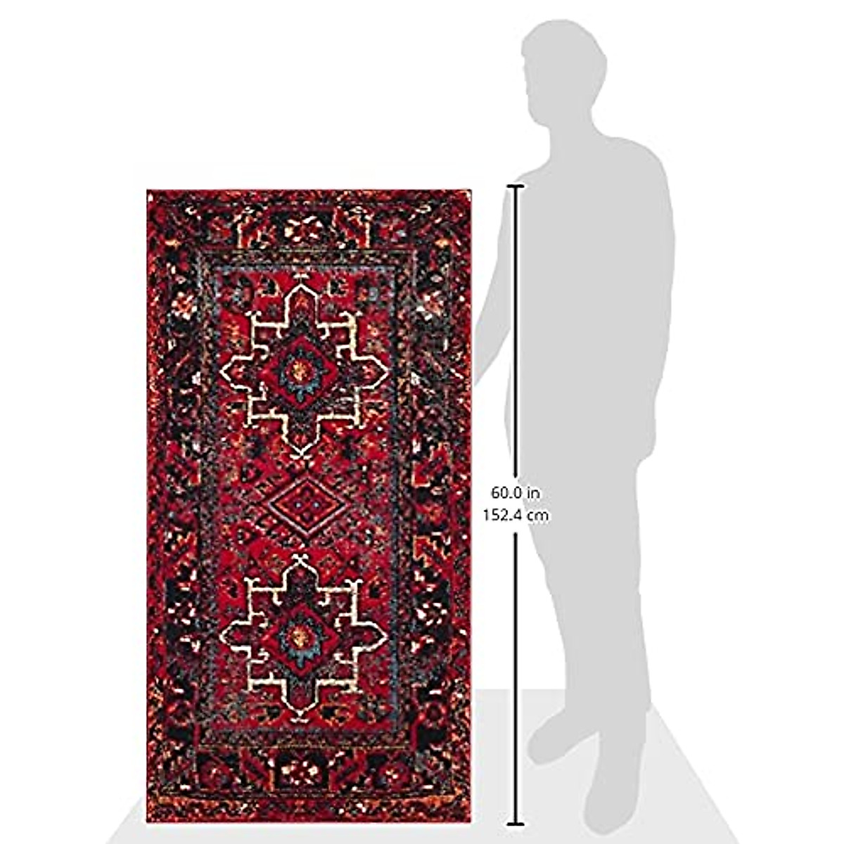 SAFAVIEH 2'7"x5' Red & Multi Persian Rug - Non-Shedding, Easy Care