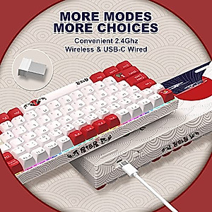 COSTOM XVX M84 Hot Swappable Wireless Mechanical Keyboard, 75% Layout TKL Gaming Keyboard, N-Key Rollover RGB Backlit Custom Keyboard for Windows Mac PC Gamers(Izakaya Theme, Gateron Red Switch)