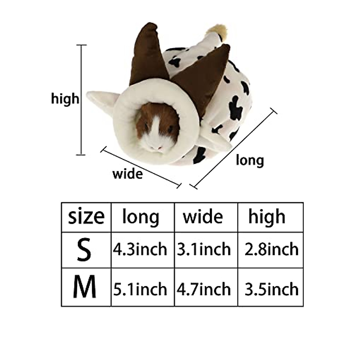 Toysructin Guinea Pig Cuddle Cave Hideout, Mini Hamster Bed Soft Warm Rat House Nest with Washable Pad, Cute Small Animal Pet Habitat Cozy Hamster Sleeping Nest for Chinchilla Ferrets Hamsters