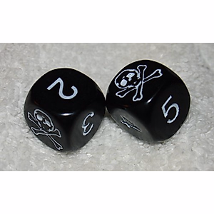 Black With White Skull And Crossbones Dice Pair