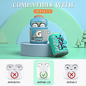 (3 Pack) Cute Airpod Case for Airpods 2&1,3D Drink Kawaii Silicone Cartoon Food Funny Protective Cover Accessories Skin for Airpod 1&2 Gen Charging Case for Girls Boys-(Arizona+Sport Water+Takis)