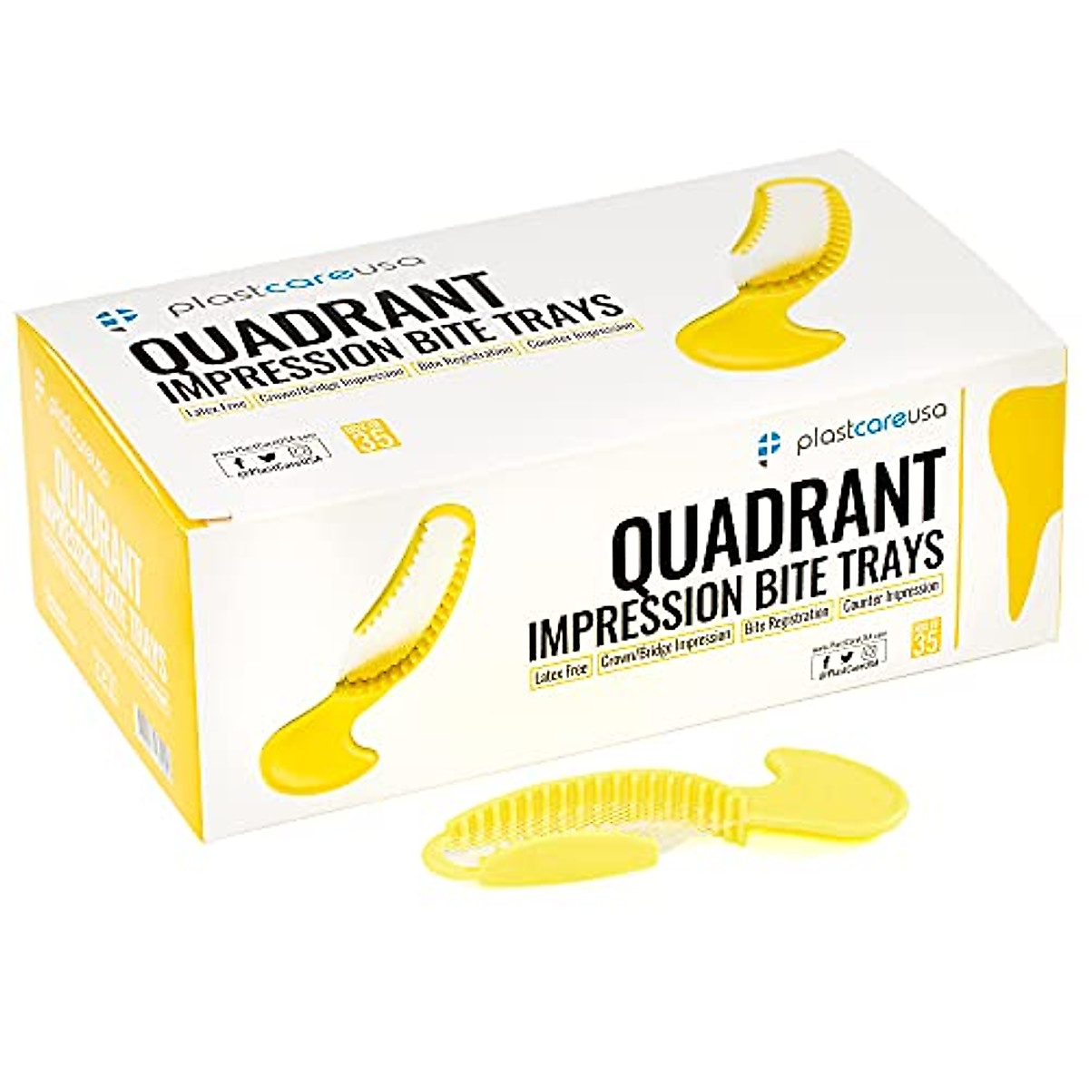 35 Quadrant Dental Bite Registration Impression Trays, 1 Box of 35 Bite Trays