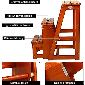 Ottoman,Indoor Climbing Stool,Step Ladder Home Step Stools Stairway Chair Step Stool Small Foot Stools Seats Wooden Ladder Staircase Multifunctional Folding Portable Household Closet Step
