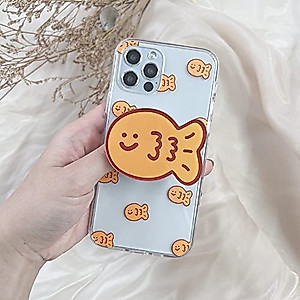 ONLYOU GRIPTOK Phone Grip Korean Grip Tok Taiyaki Design Funny Unique Cute Phone Stand Drop Prevention Just Stick On Custom Pair Women's (Brown)